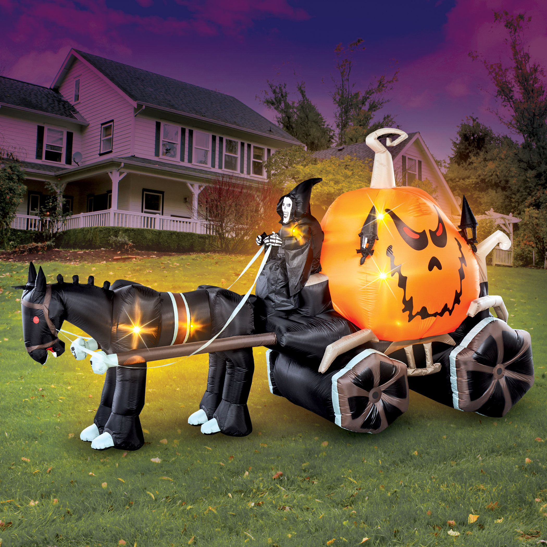 The Holiday Aisle® Inflatable Halloween Carriage Inflatable & Reviews ...