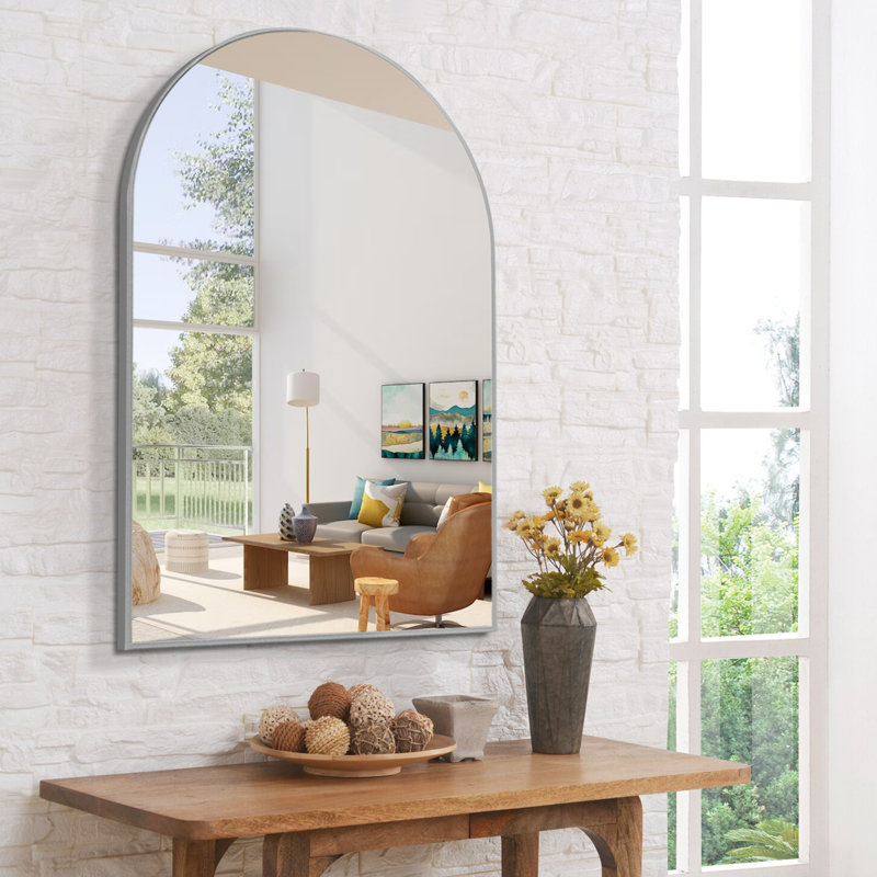 Wade Logan® Brazee Arch Wall Mirror Metal Bathroom Vanity Accent Mirror ...