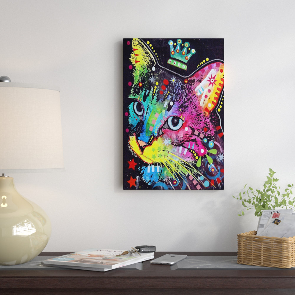 East Urban Home Thinking Cat Crowned by Dean Russo - Wrapped Canvas ...