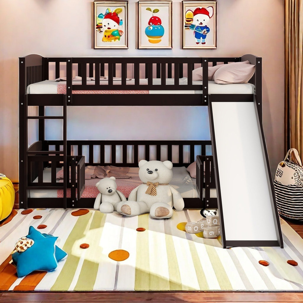 Harriet Bee Bunk Bed With Ladder, Safety Rail, Trundle Bed With 3 ...