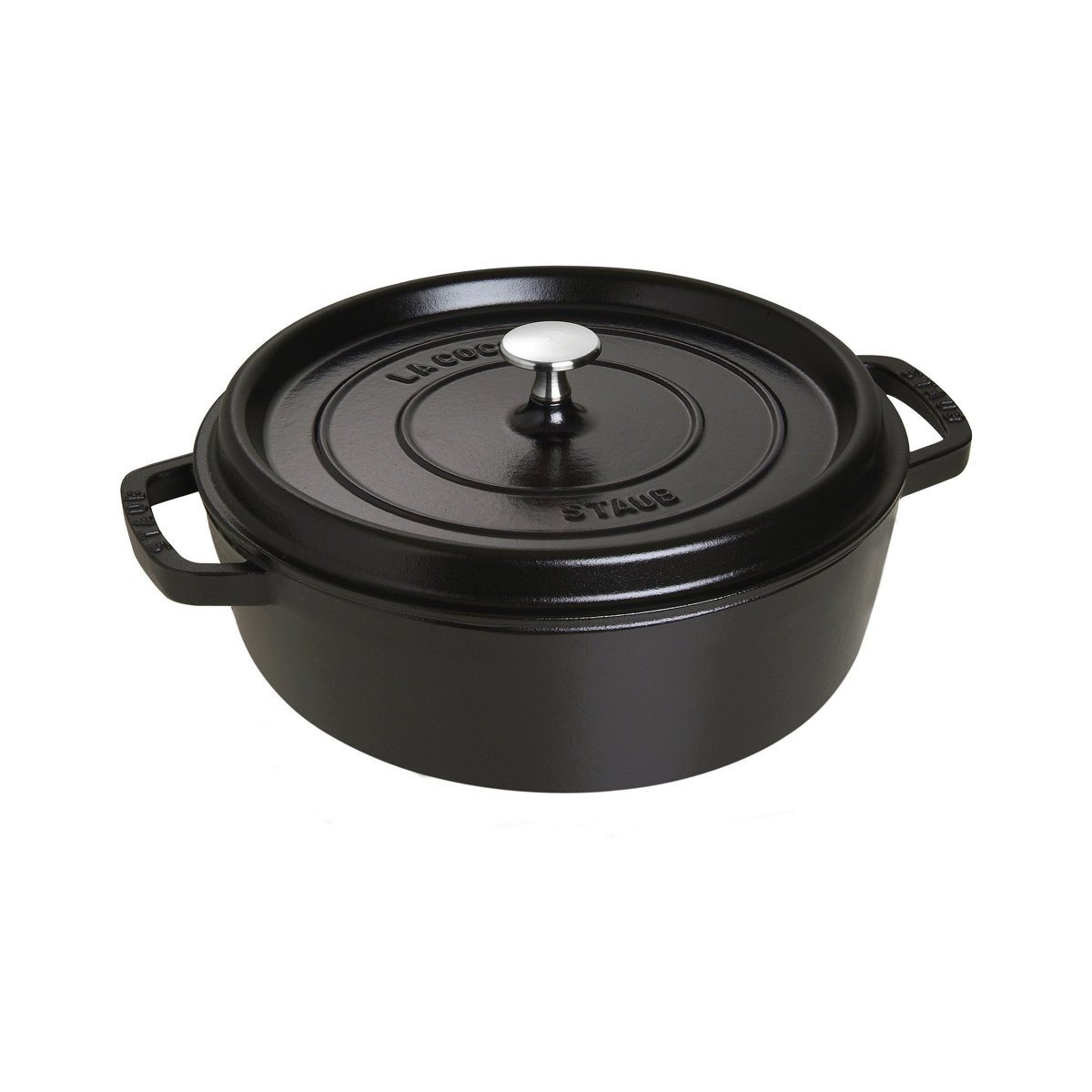 Staub Cast Iron 4 Qt. Shallow Wide Cast Iron Round Dutch Oven & Reviews ...