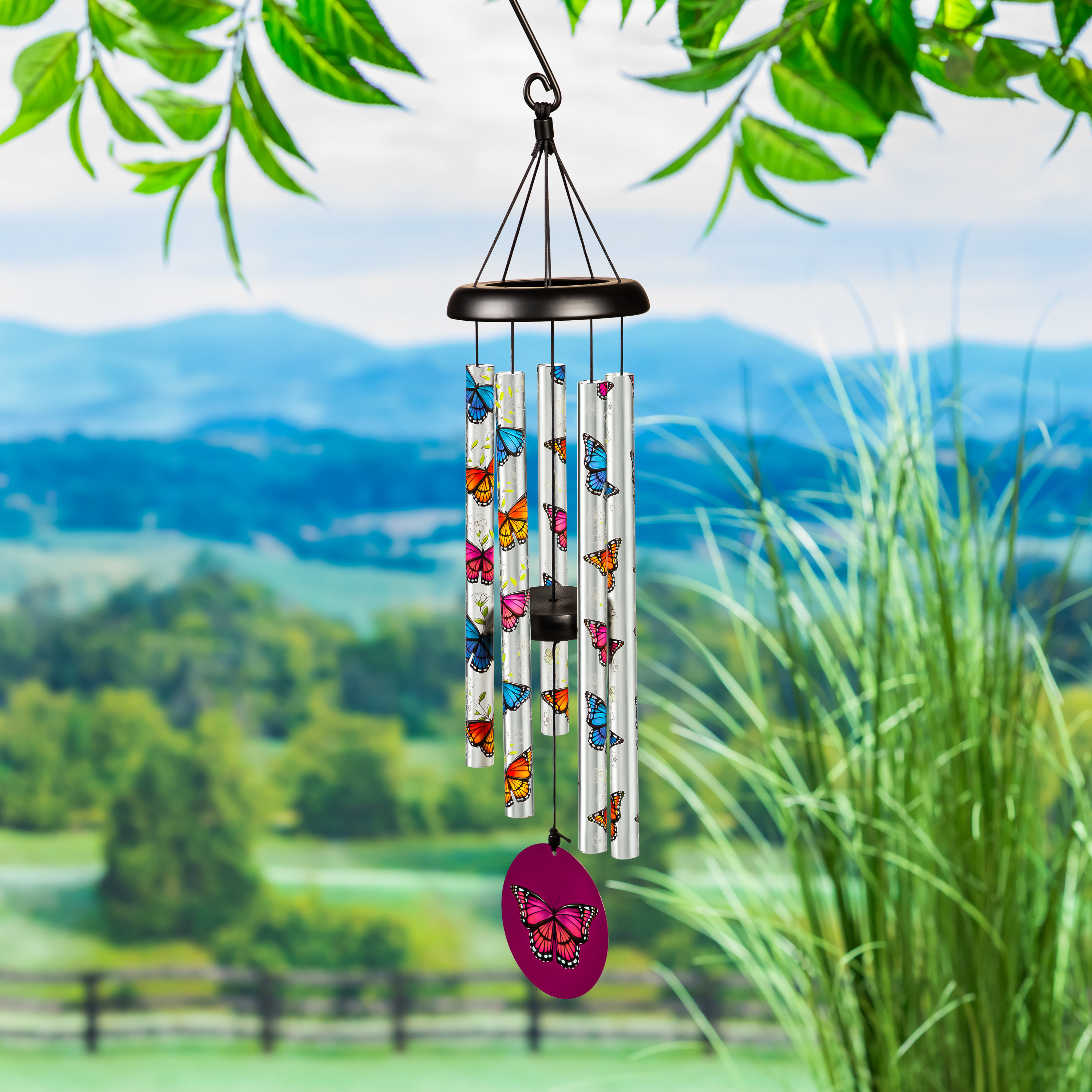 Arlmont & Co. 27" H Printed Hand Tuned Wind Chime, Butterfly - Wayfair ...