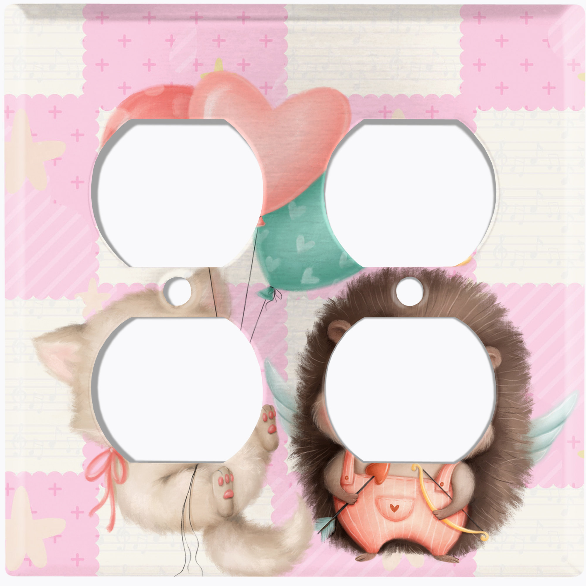 WorldAcc Cute Nursery Cat Friend Heart 2-Gang Toggle Light Switch Wall ...