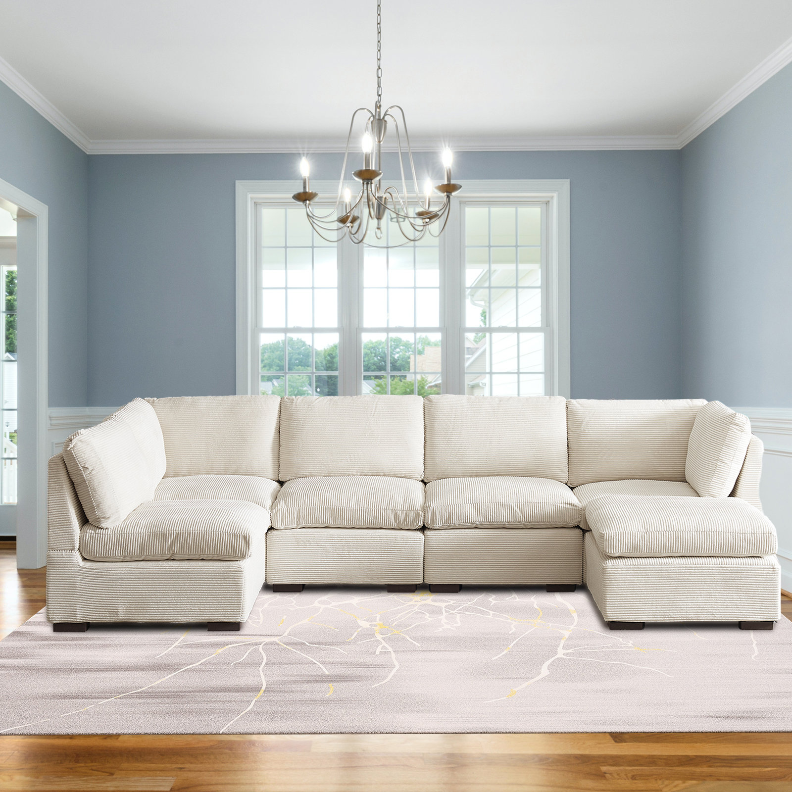 Latitude Run® Balendin Corduroy Upholstered Convertible Modular Sofa ...