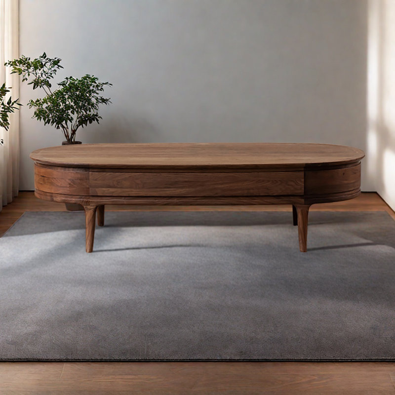 Trentastic Trails Minimal black walnut oval coffee table | Wayfair