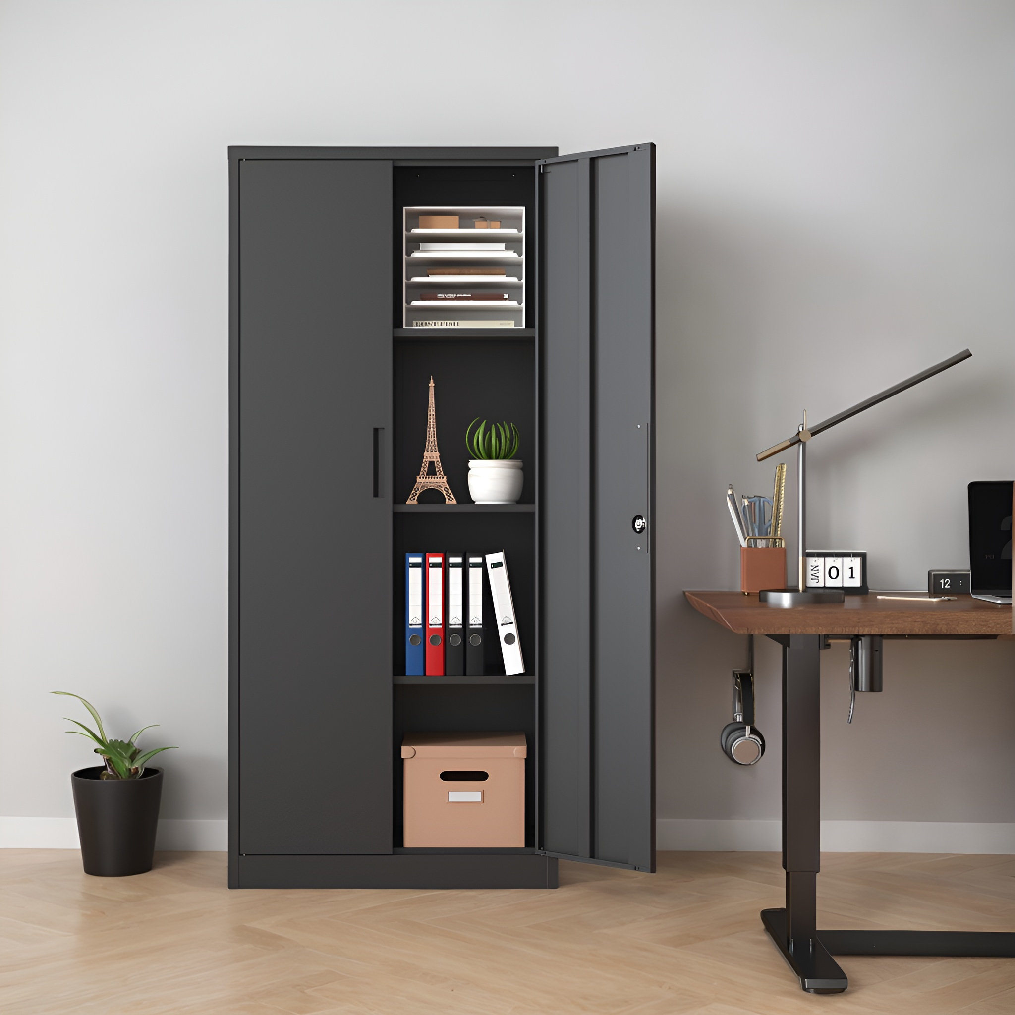 Latitude Run® Soyoko 71"H Metal Garage Storage Cabinet, Black Tool ...