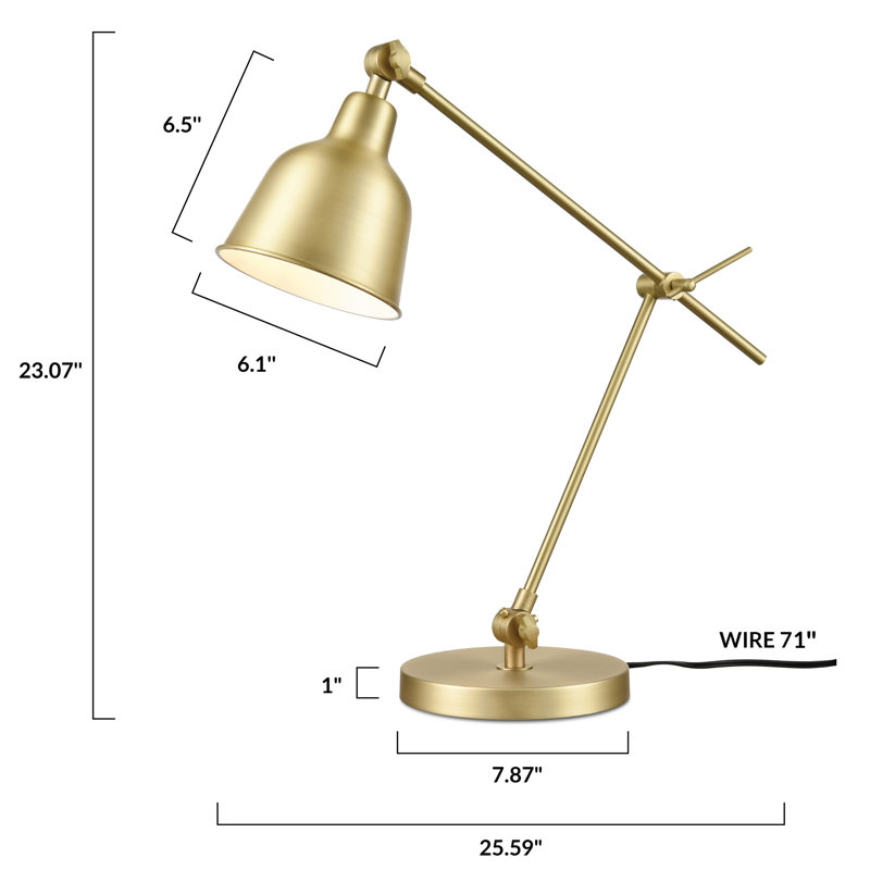 Willa Arlo™ Interiors Sally 23.07" Brushed Brass Desk Lamp | Wayfair