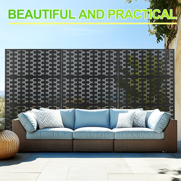 UFURYRIDE 72" H x 47" W Metal Privacy Screen, Outdoor Privacy Screens ...