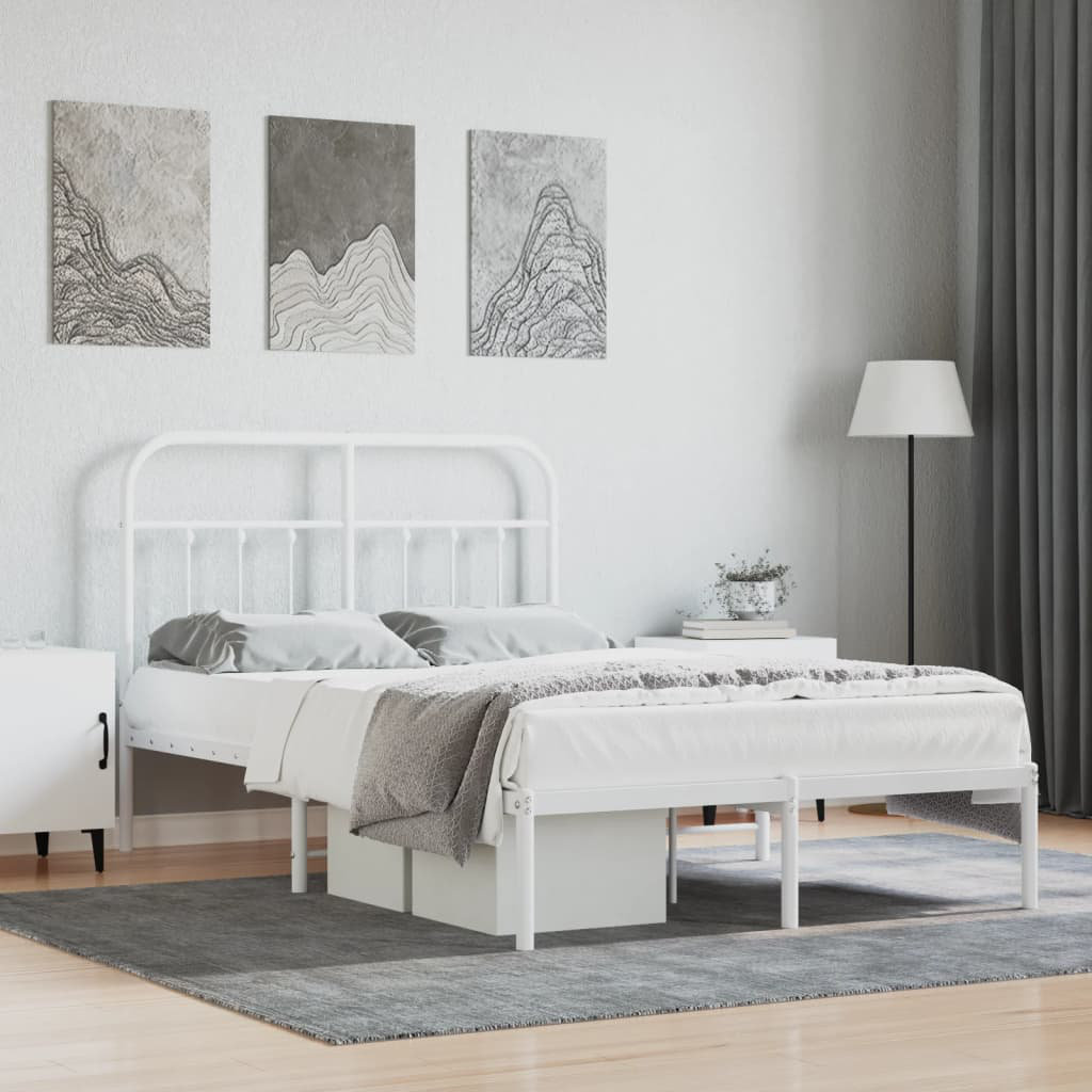 Ophelia & Co. Bed Frame White Powder-Coated Steel Double Bed Frame ...