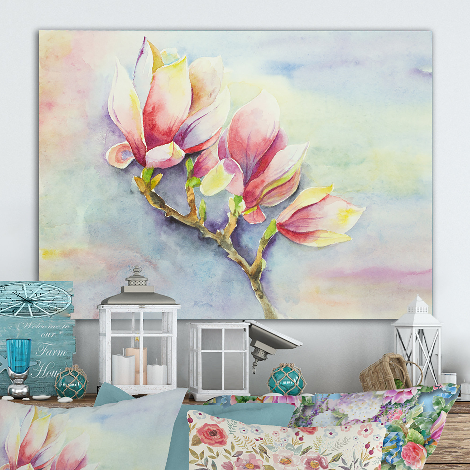 Winston Porter Vintage Spring Pastel Flowers II - Floater Frame Print ...