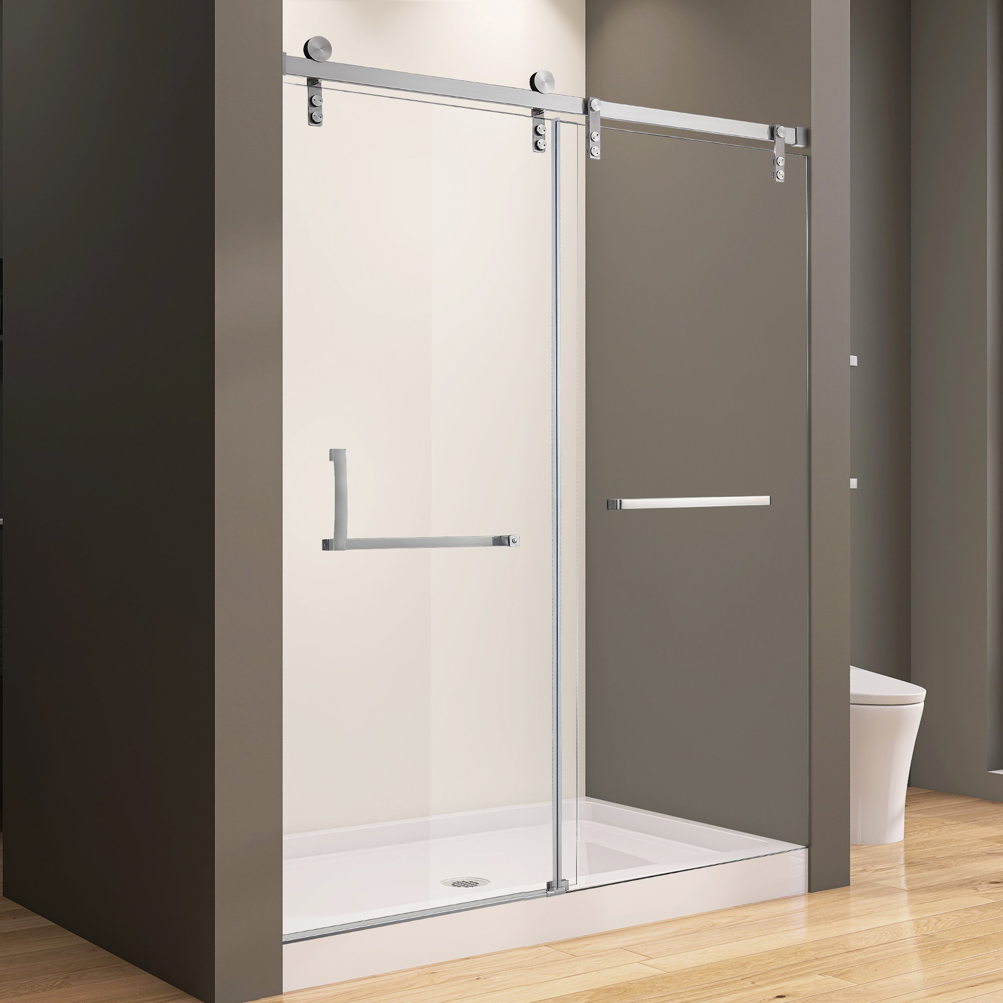 Ogonbrick 48 In. W X 76 In. H Single Sliding Frameless Soft-Closing ...