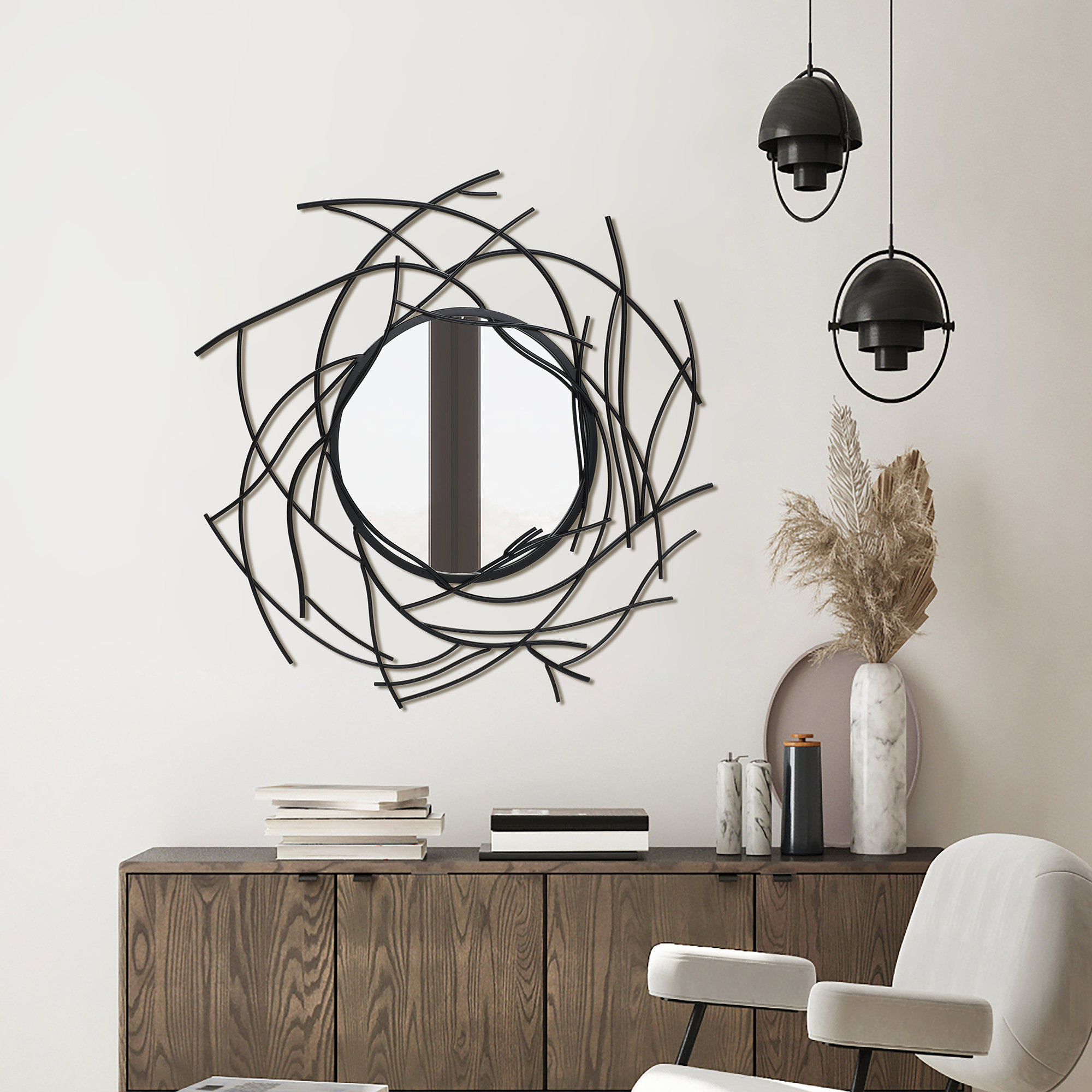 Wrought Studio™ Heuvelton Round Metal Wall Mirror & Reviews | Wayfair