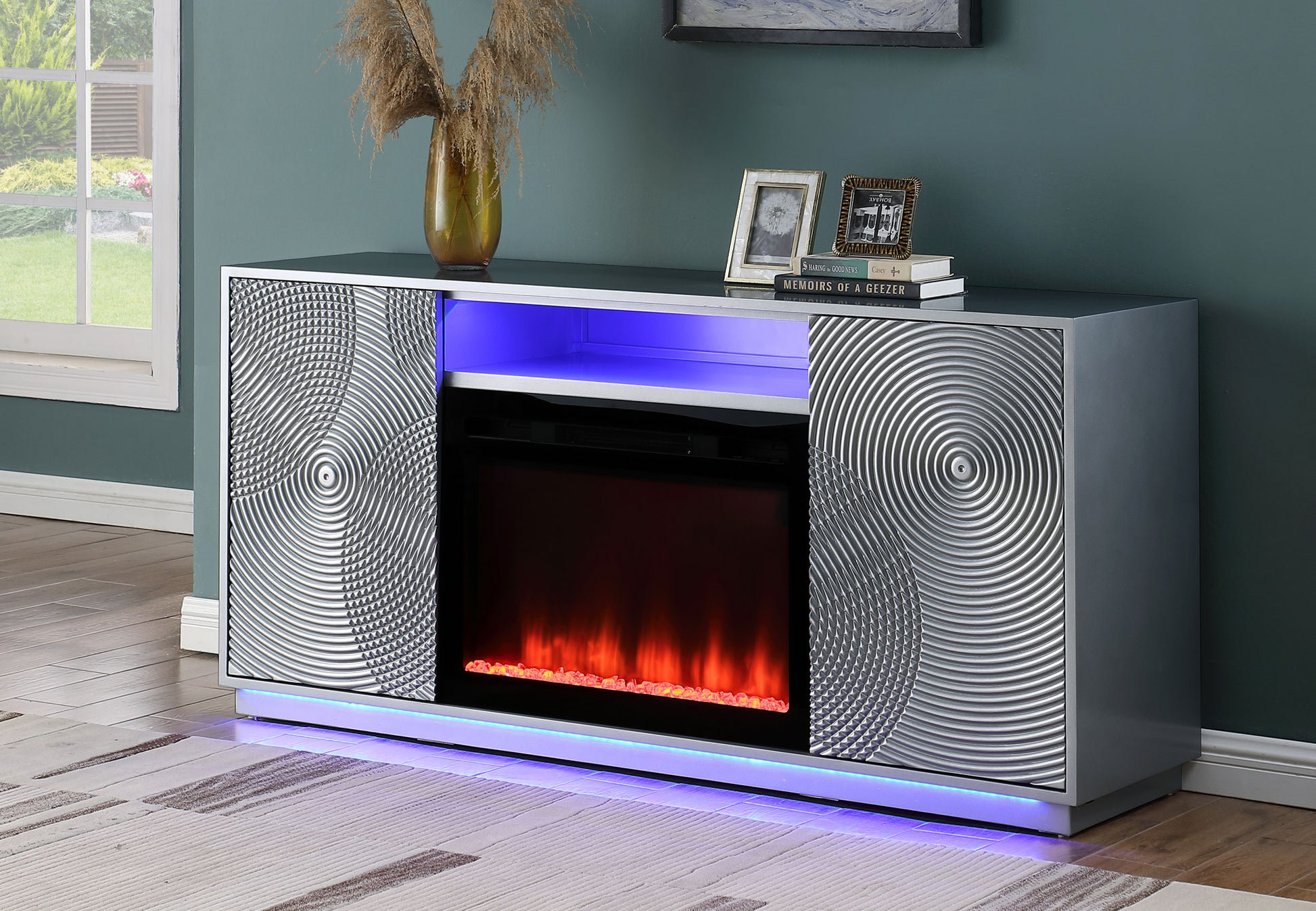 Symple Stuff Weston Electric Abberbury TV Stand - Modern LED Light ...