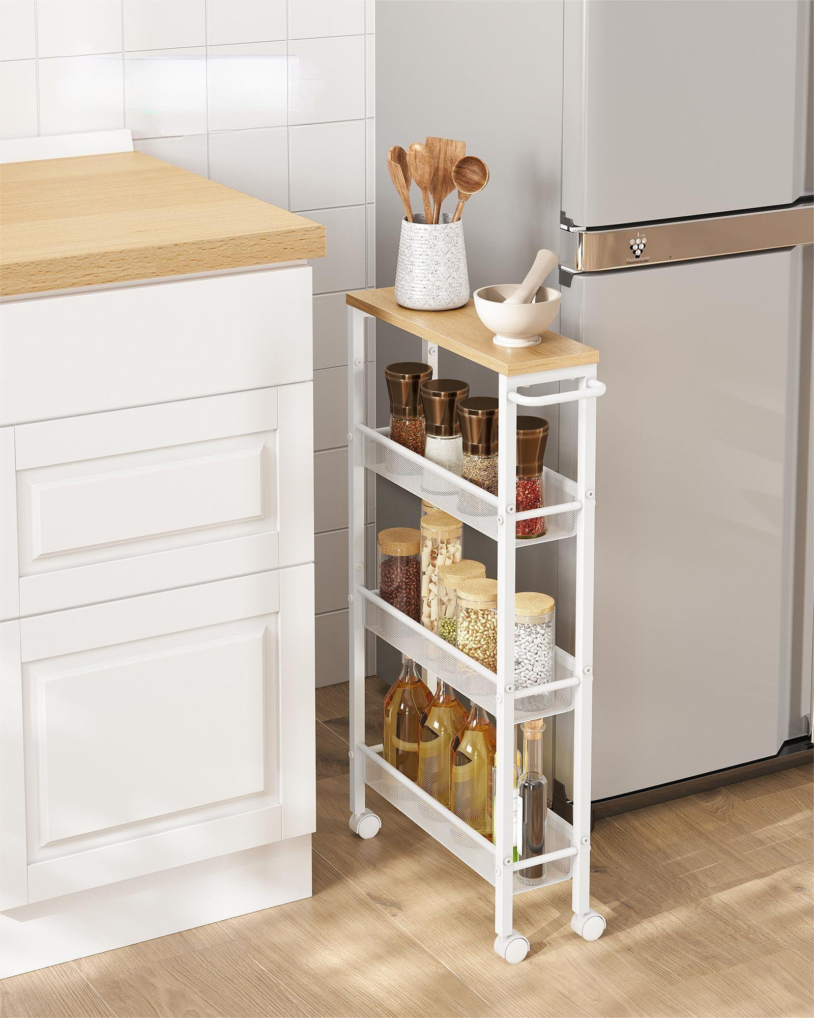 Ebern Designs Audrik Rolling Kitchen Cart with Manufactured Wood Top ...