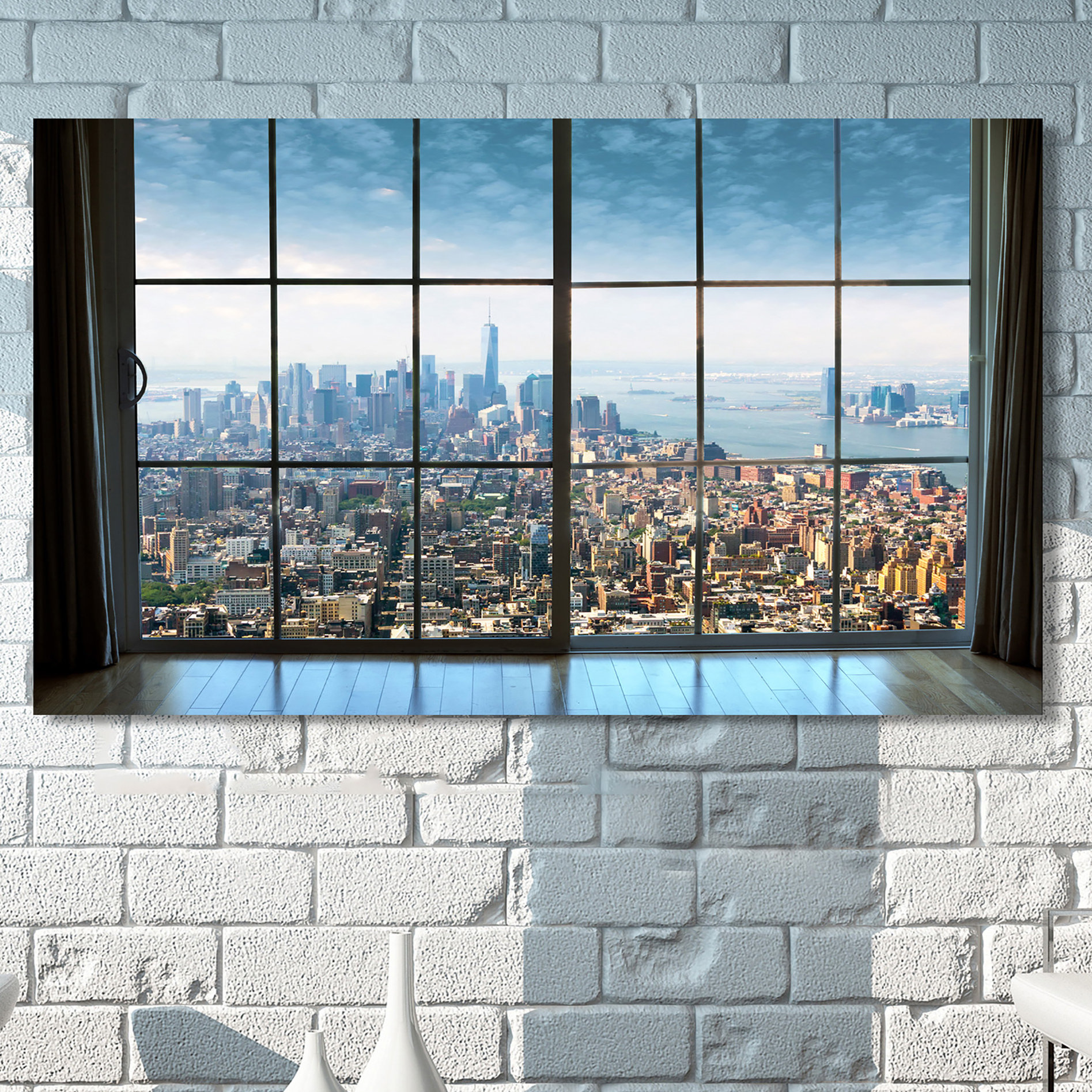Ebern Designs " New York City Window " on Canvas & Reviews | Wayfair