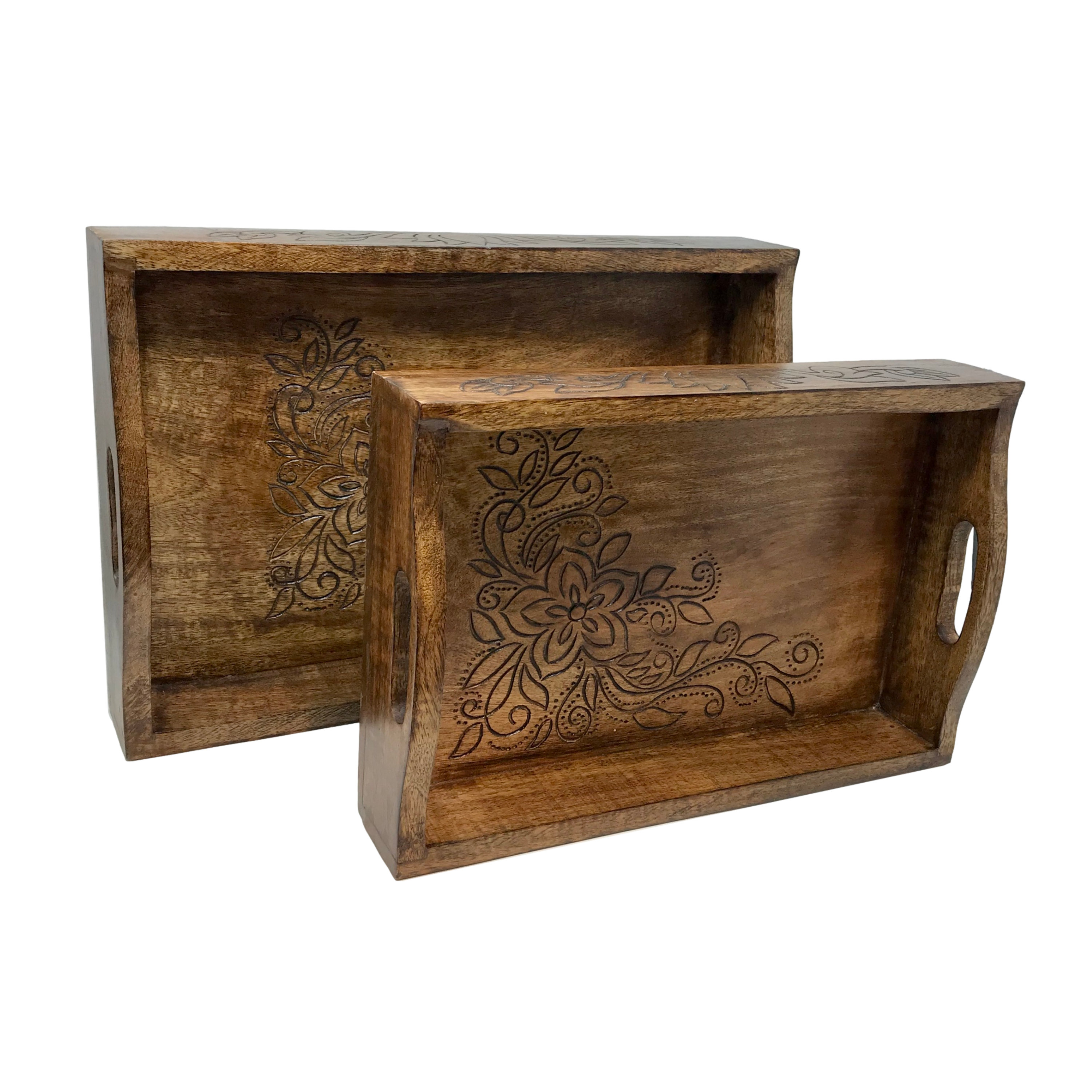 Darby Home Co Martinique Wood Tray - Set of 2 | Wayfair