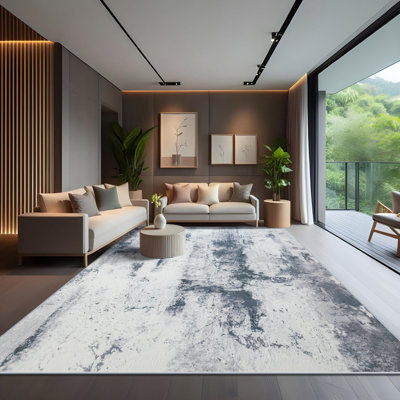 Bungalow Rose Groner Modern Abstract Carpet Indoor Washable Rug Non ...