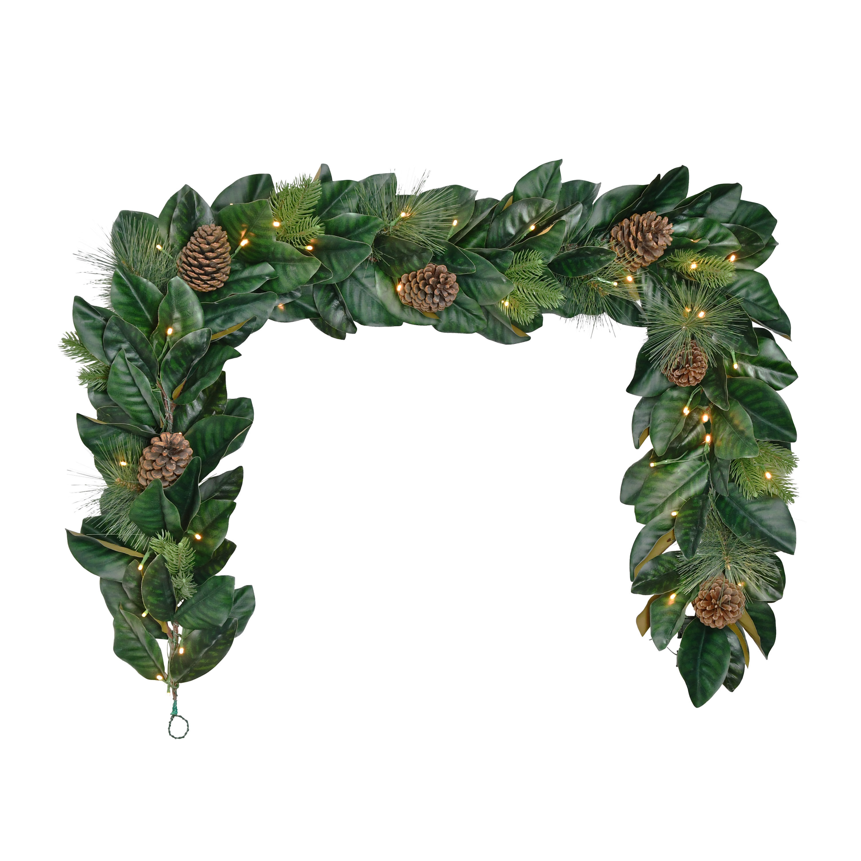 The Holiday Aisle® Pre-Lit Magnolia Artificial Garland & Reviews | Wayfair
