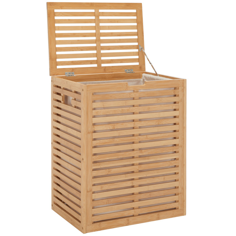 Ebern Designs Wood Laundry Hamper with Lid | Wayfair
