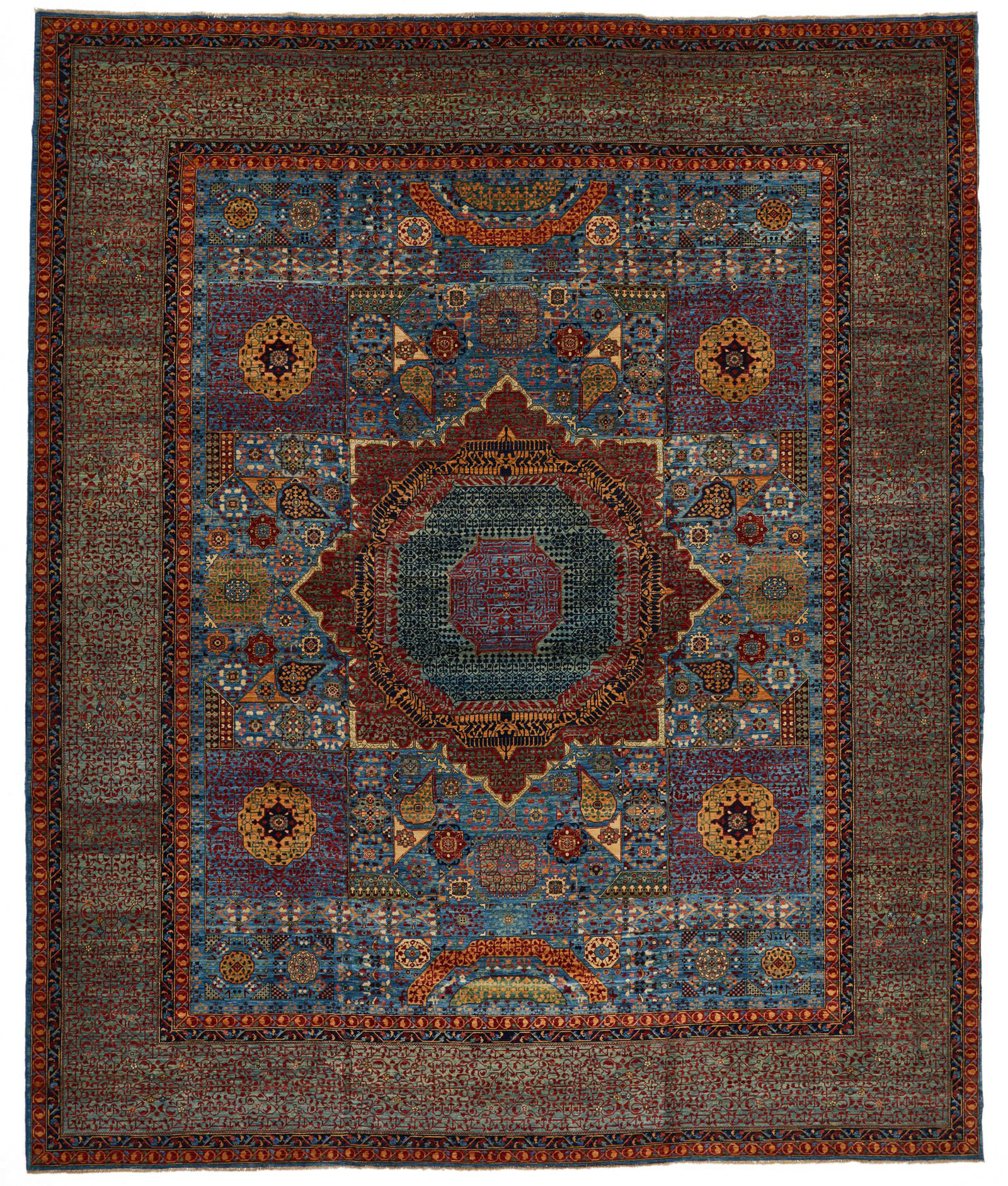 Home and Rugs 12x15 Blue and Green Turkish Tribal Rug | Wayfair