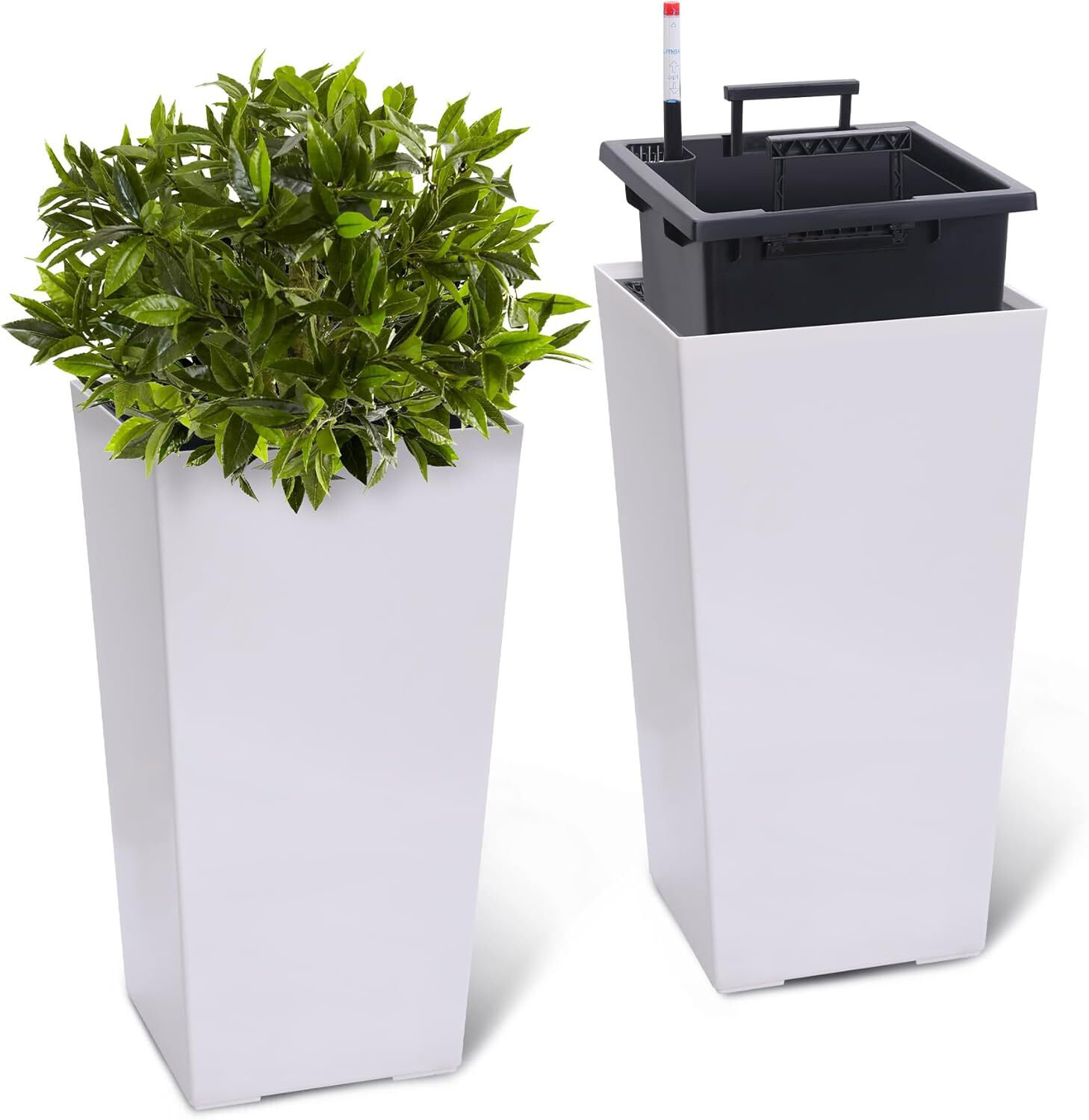 Ebern Designs 22.5 Inch Tall Rectangular Planters Set Of 2 Large Modern ...