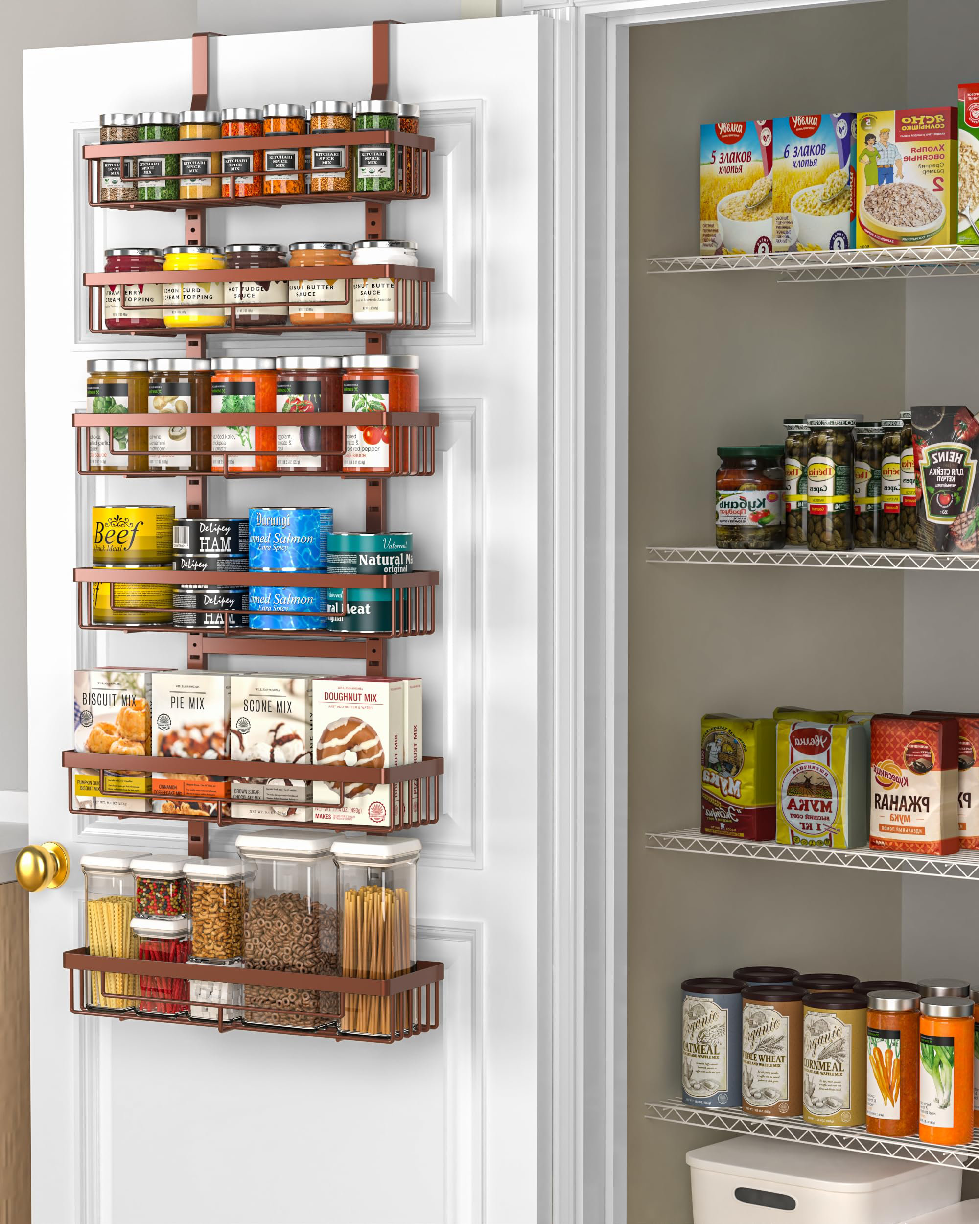 Rebrilliant 6 Tier Door Food Storage Cabinet Organizer Hanging Kitchen ...