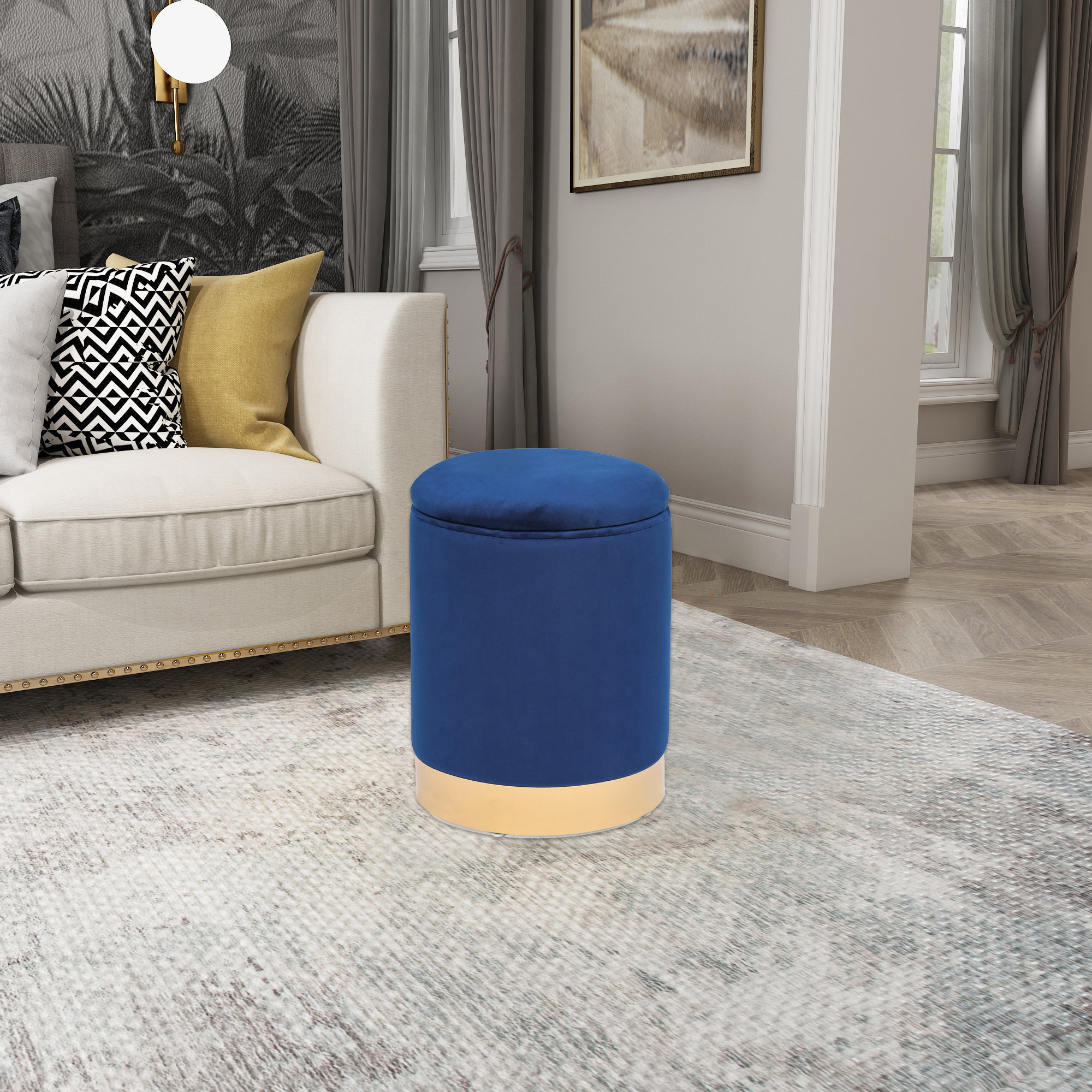 Everly Quinn 12'' Wide Round Storage Ottoman & Reviews | Wayfair