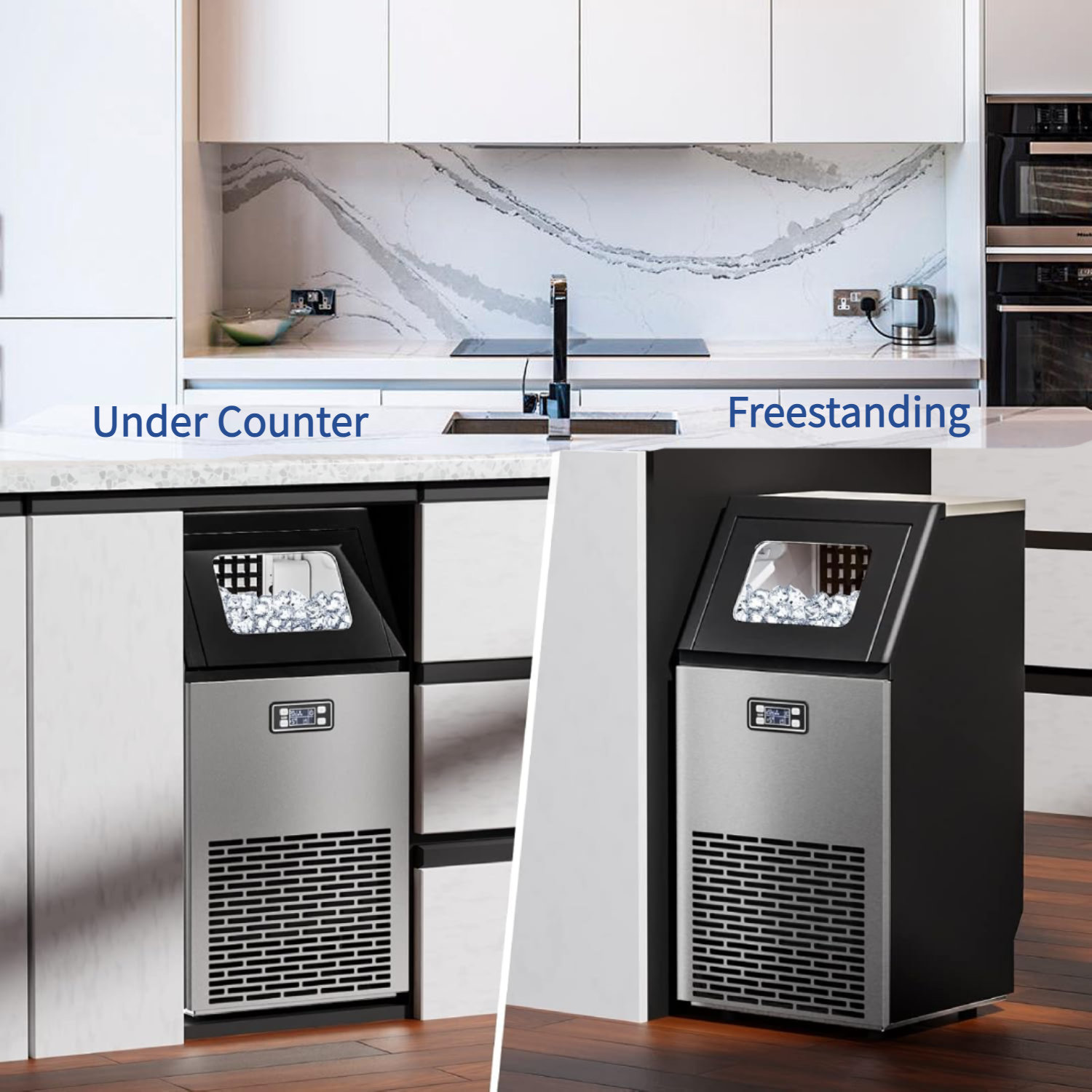 COWSAR 100 Lb. Daily Production Cube Clear Ice Freestanding Ice Maker ...