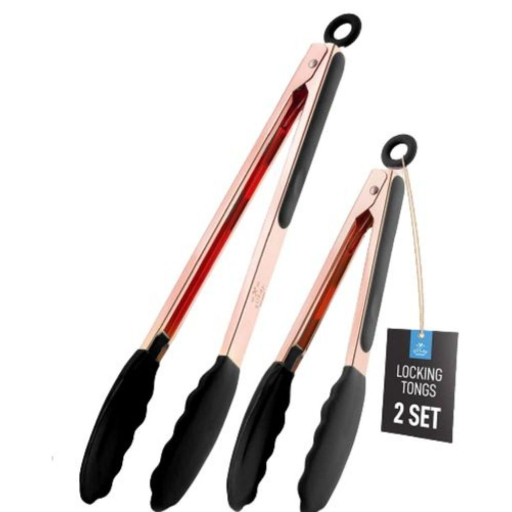 Zulay Kitchen Tongs For Cooking - 2 Pack 9" & 12" Stainless Steel ...
