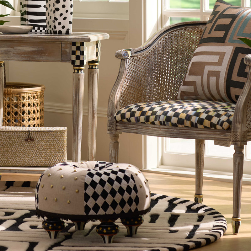 MacKenzie-Childs Diamond and Dot Footstool | Wayfair