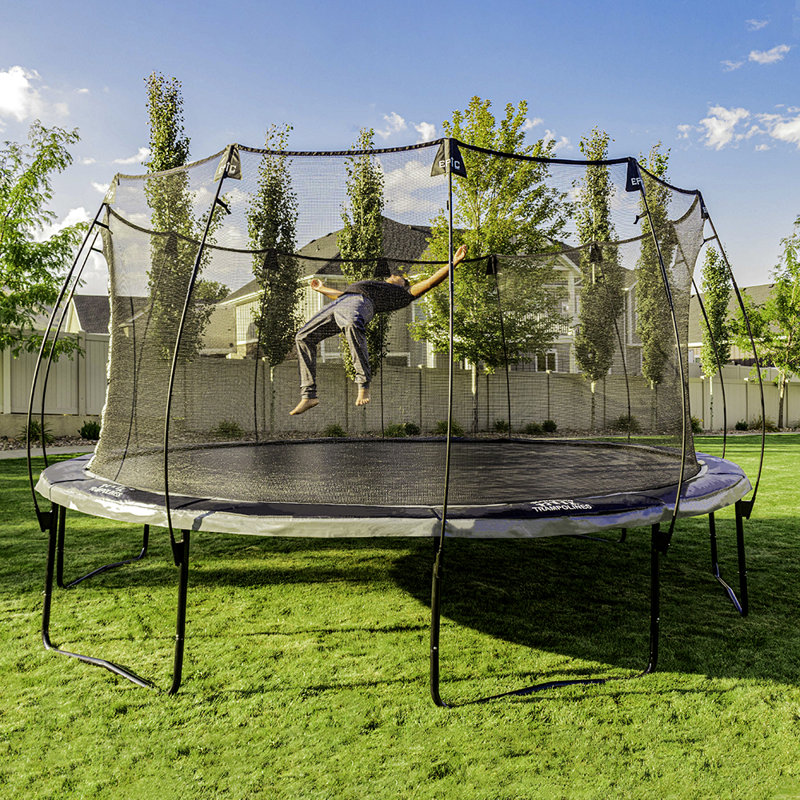Skywalker Trampolines Epic Series 16 Round Trampoline with Dual Black ...