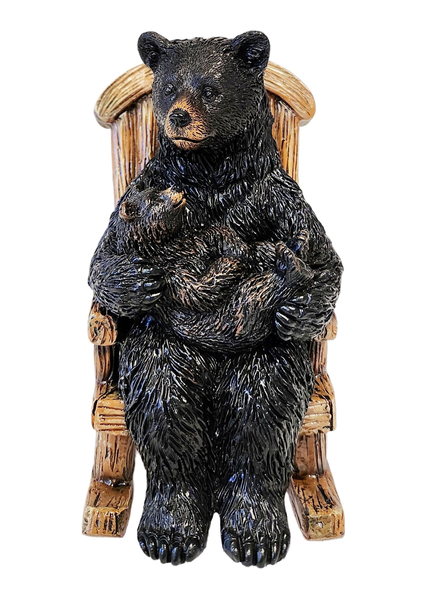 Trinx Polyresin Black Bear Family Mama and Cub Rocking Chair Rustic ...