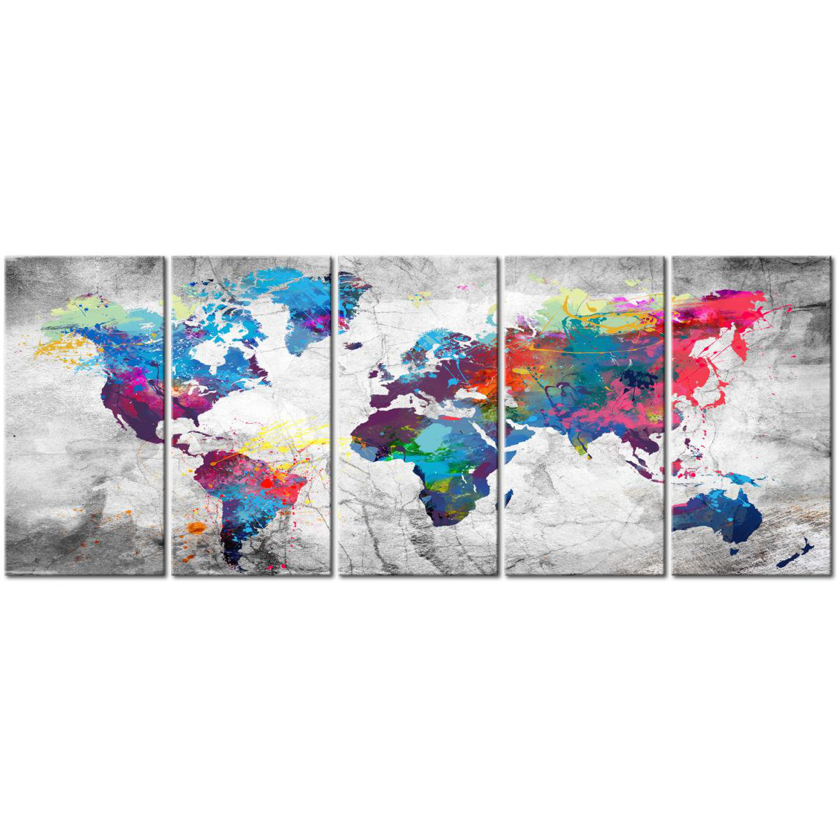 East Urban Home " World Map: Spilt Paint " 5 - Pieces on Canvas | Wayfair