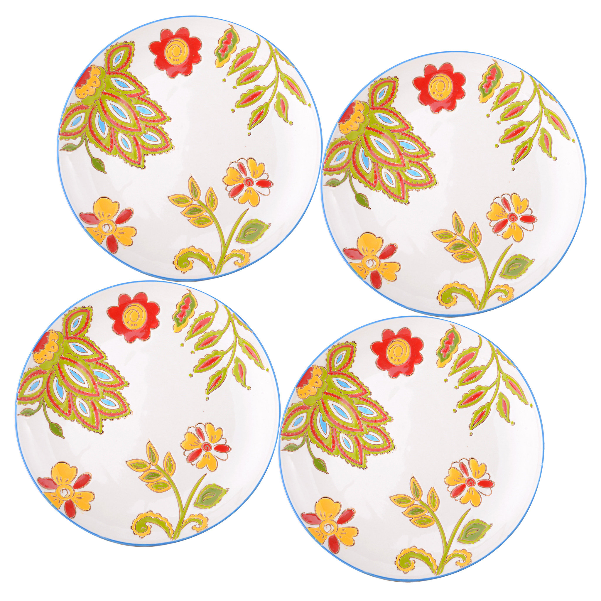 Grace's Tea Ware Dutch Wax 8" Salad Plate Set Cashew Floral Set | Wayfair