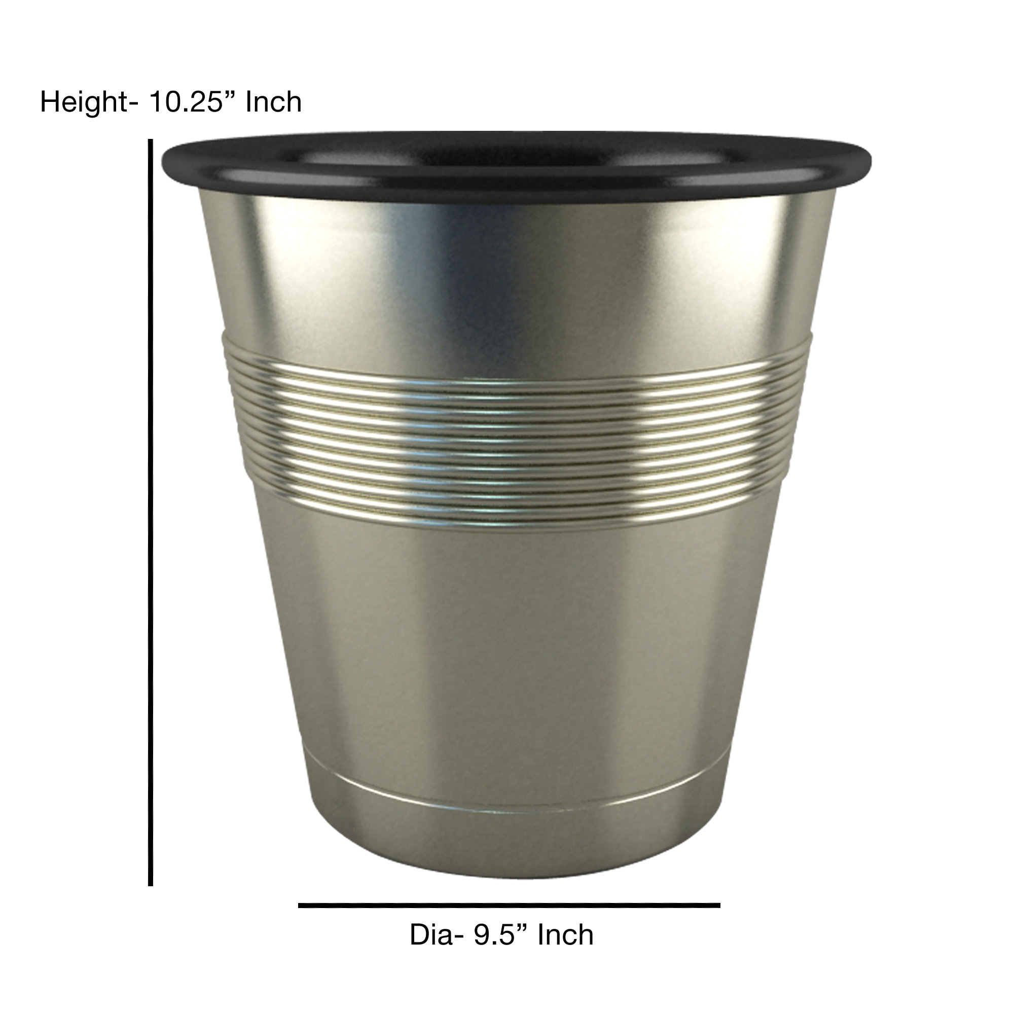 Nu Steel Set Of 2 Round Metal Small 2.5 Gallon Recycle Trash Can ...