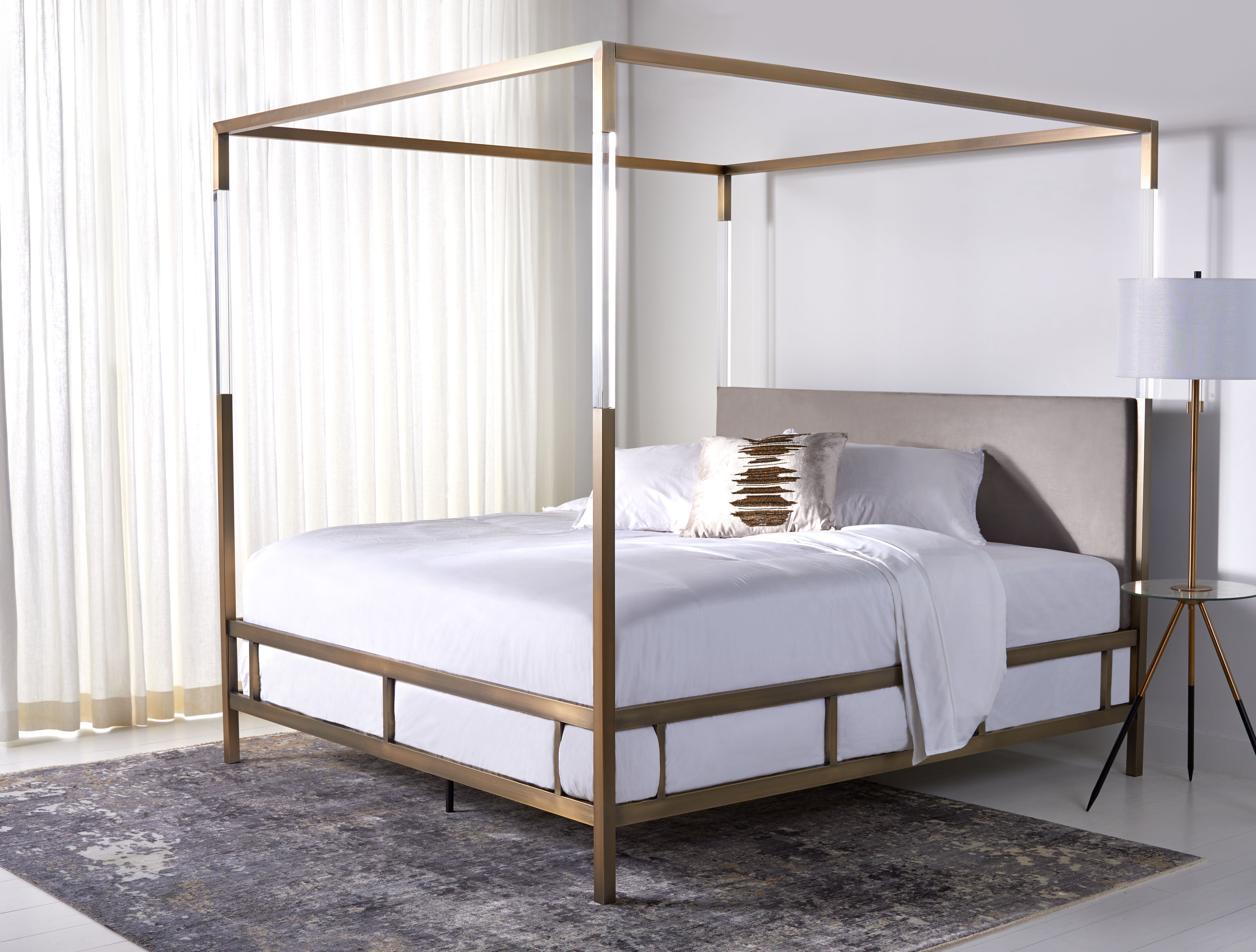 Everly Quinn Bowdoin Upholstered Low Profile Canopy Bed & Reviews | Wayfair