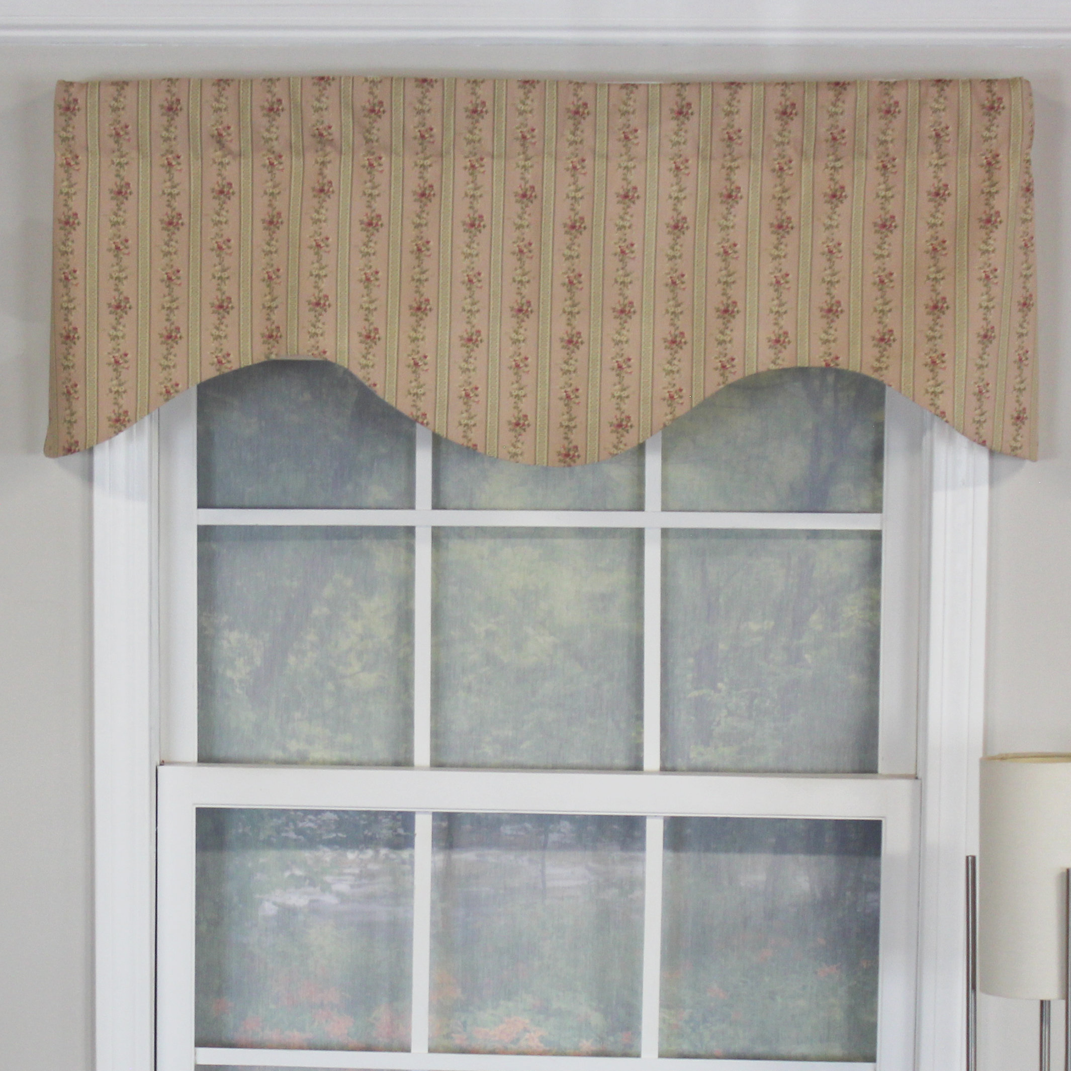 RLF Home Floral Cotton Scalloped 50" Window Valance | Wayfair
