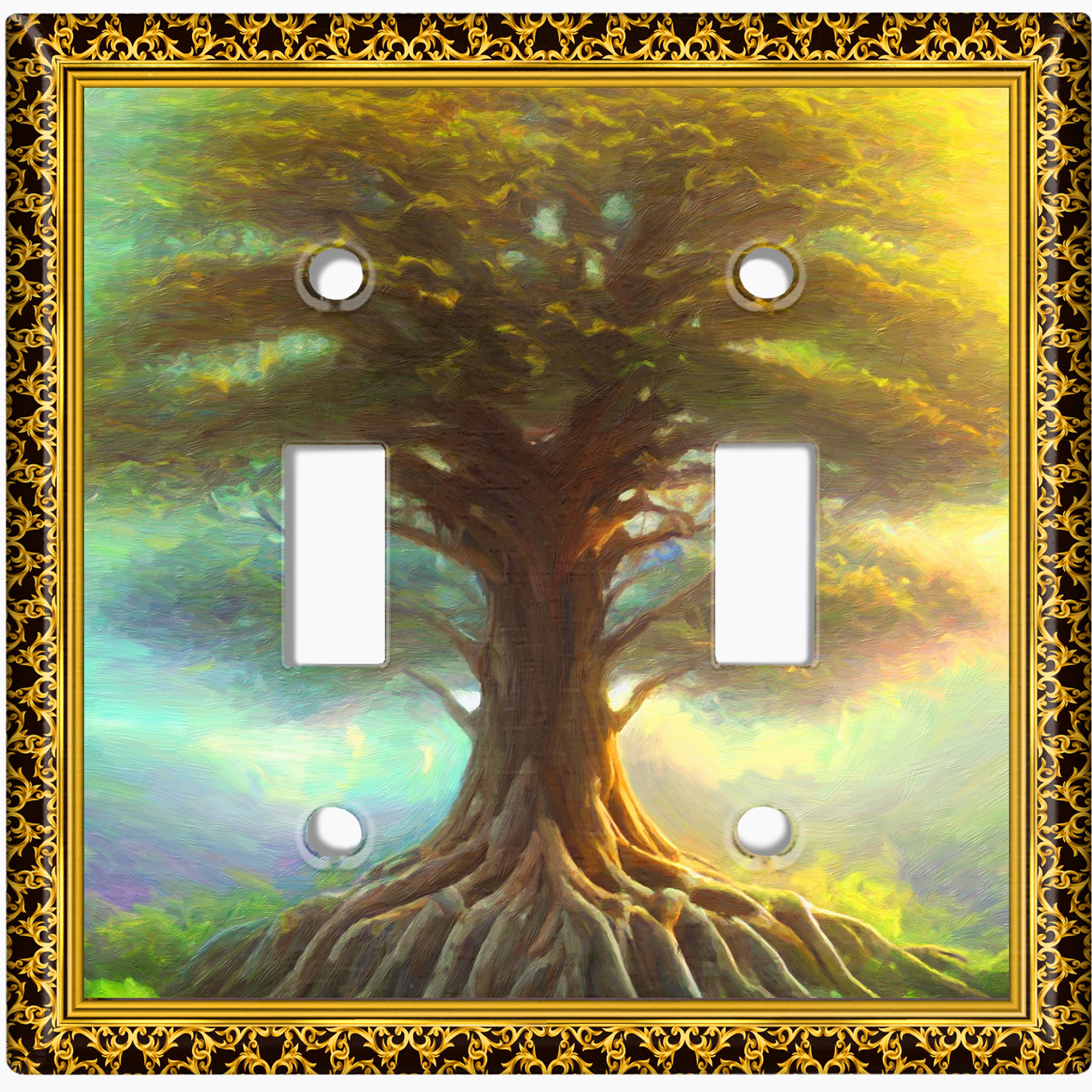 WorldAcc Metal Light Switch Plate Outlet Cover (Fantasy Ethereal Tree ...