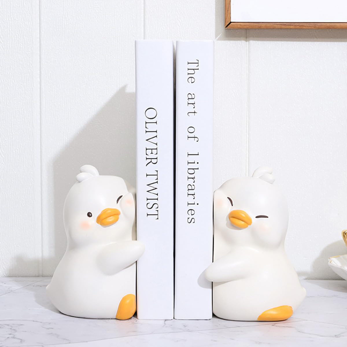 Lark Manor™ Cute Hug Ducks Decorative Bookends, Unique Book Ends To ...