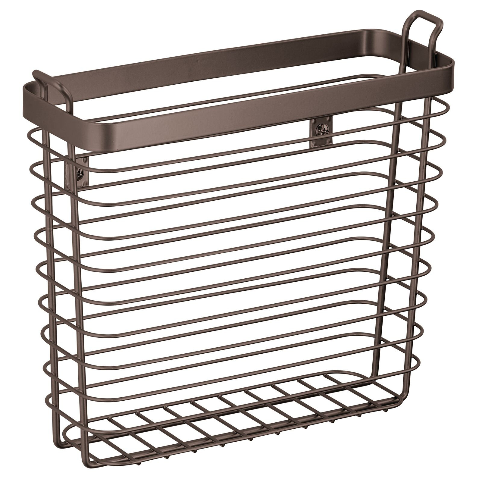 mDesign Metal Wire Wall Mount Magazine Holder, Storage Organizer Rack ...