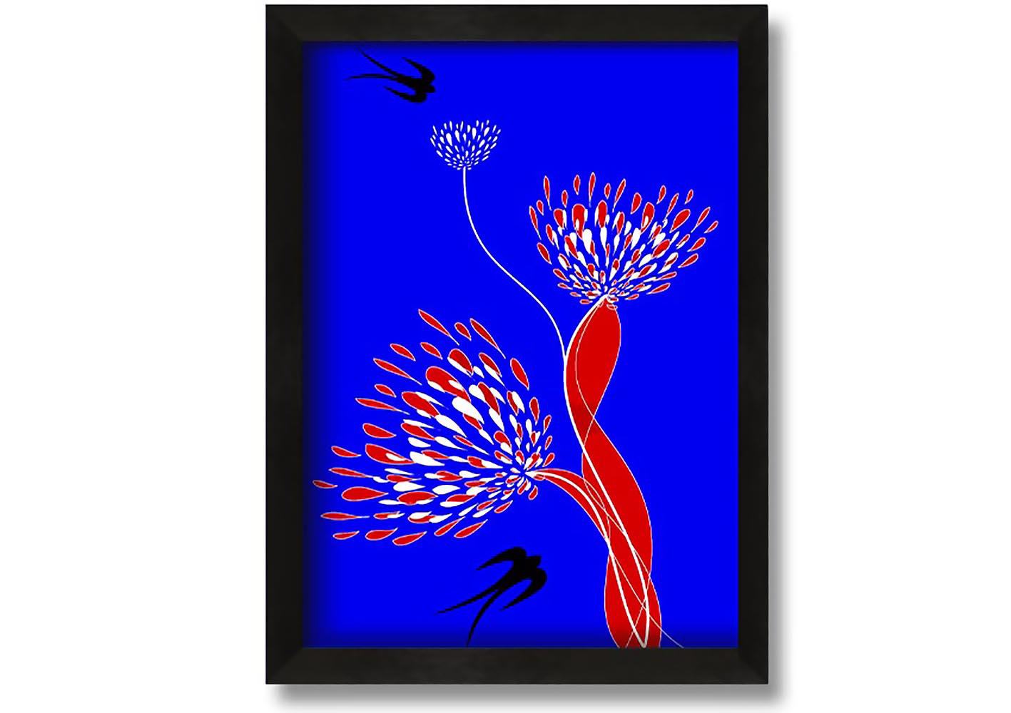 Ophelia & Co. Flower Doves Blue on Red - Picture Frame Graphic Art on ...