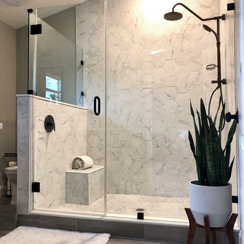 Merola Tile Classico Carrara 7" x 8" Porcelain Marble Look Wall & Floor ...