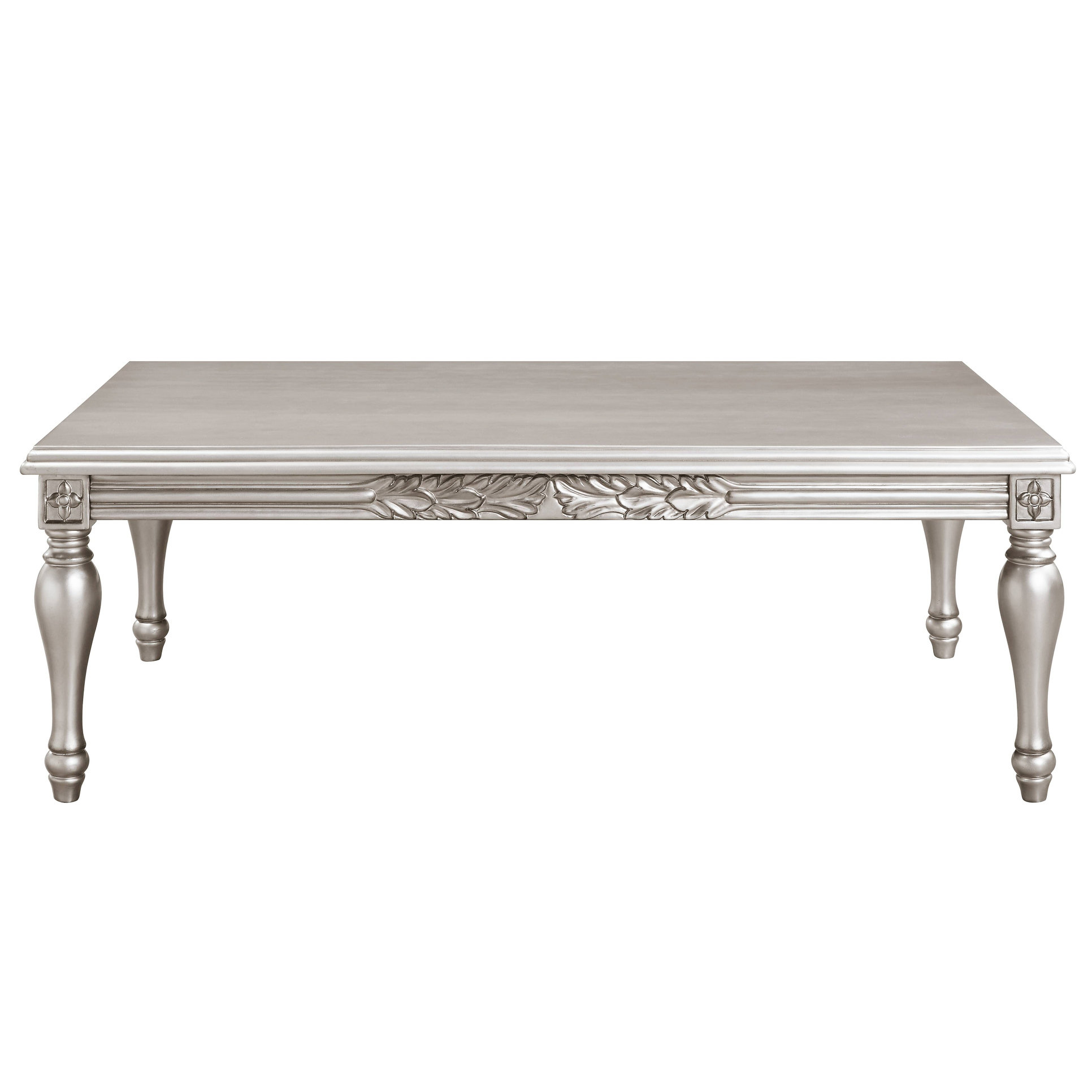Latitude Run® 59" X 34" 20" Platinum Coffee Table - Solid Wood Legs ...