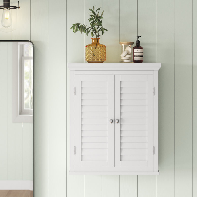 Gracie Oaks Zal Removable Two-Door Wall Cabinet with Faux Louvered ...