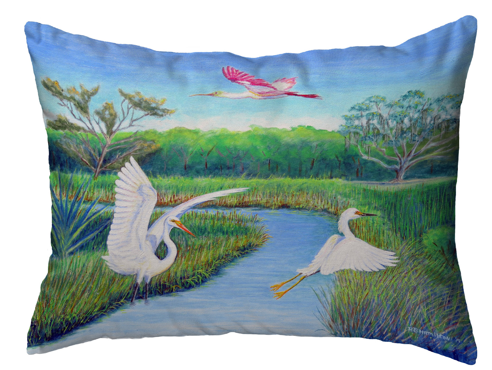 Betsy Drake Interiors Marsh Wings Outdoor Rectangular Pillow Cover ...