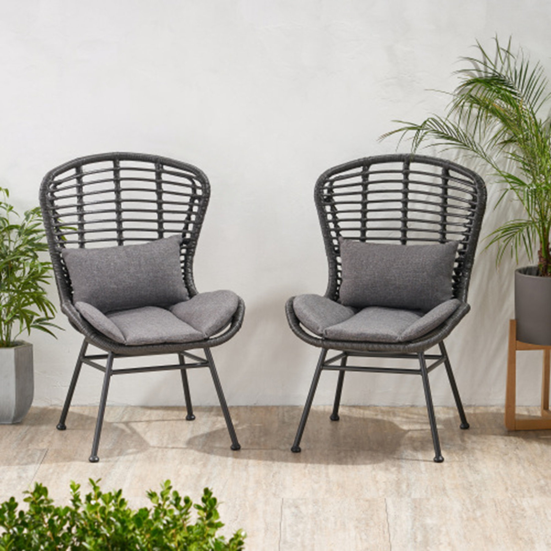 Hokku Designs Frazer Patio Chair with Cushions (Set of 2) | Wayfair
