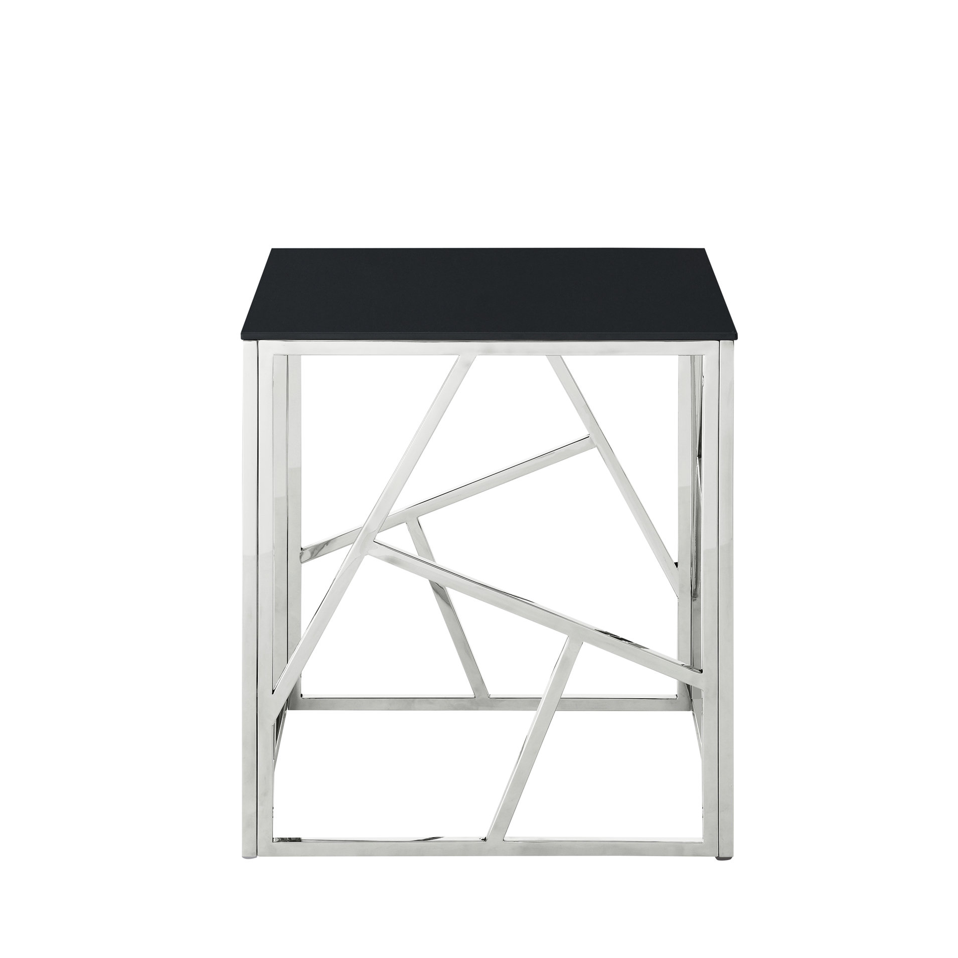 Mercer41 Modern Geometric Metal Frame Glass Table, Accent For Living ...
