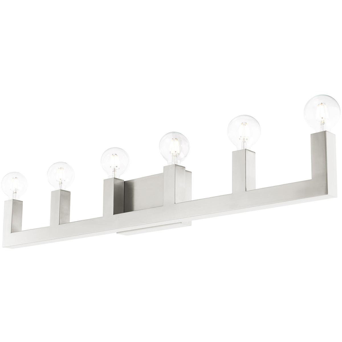 Lighting Lumens Modern 6-Light Vanity Fixture with Stainless Steel Base ...