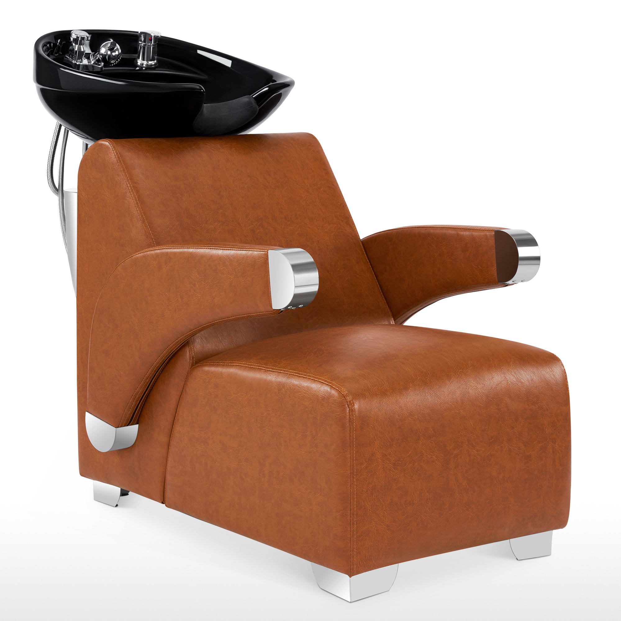 Inbox Zero Faux Leather Ceramic Bowl Adjustable Backwash Shampoo Chair ...