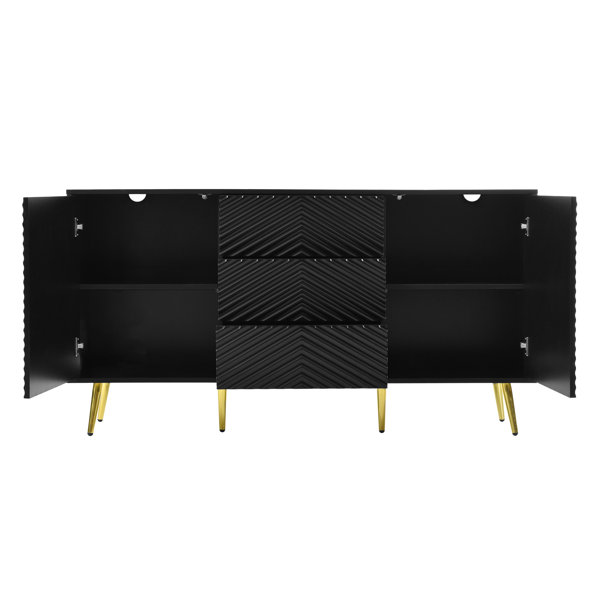 Mercer41 Modern Sideboard With Geometric Line Design | Wayfair